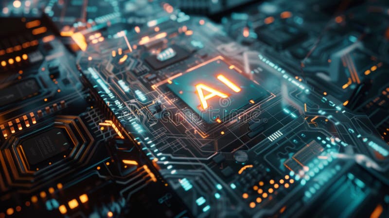 A Sophisticated AI Chip Embedded within a Complex Circuit Board ...