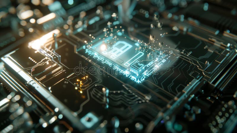A Sophisticated AI Chip Embedded within a Complex Circuit Board ...
