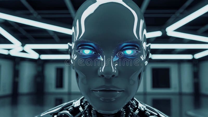 Realistic Gynoid Awakening in Futuristic Laboratory Stock Footage ...