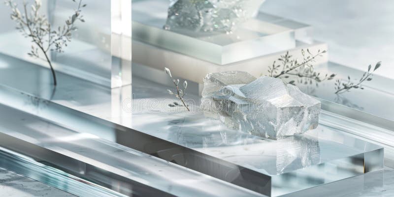 Elegant Glass Decor with Crystal Accent on Reflective Surface Stock ...