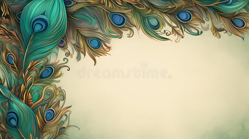Elegant Peacock Feathers on a Light Background Stock Illustration ...
