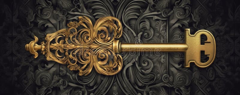Sophisticated Background with Golden Key Elements and Intricate ...