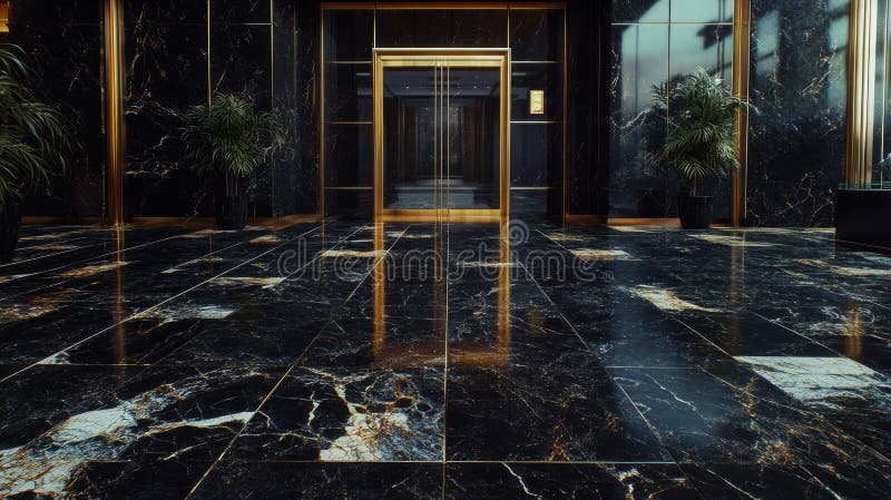 Sophisticated Black Gold Marble Entryway Design Stock Photos - Free ...