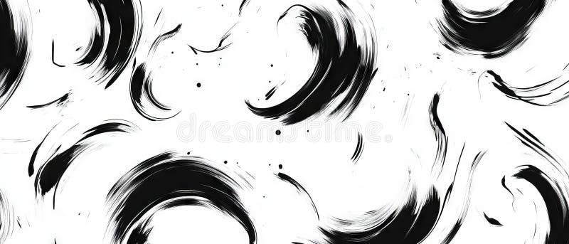 Elegant Calligraphic Black Ink Patterns on a Seamless White Background ...