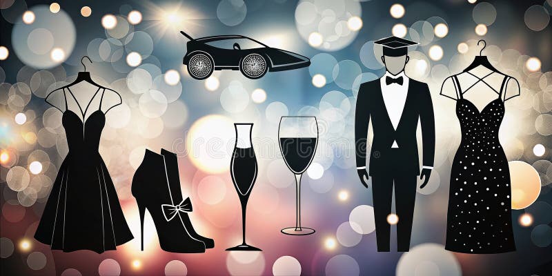 Sophisticated Black and White Prom Night Design Elements Elegant Thin ...