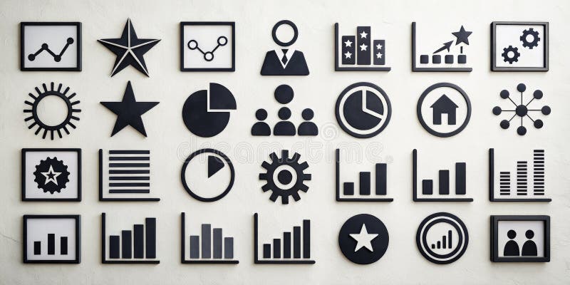 HighQuality Black and White Symbols for Data Visualization in Business ...