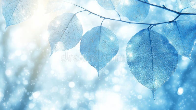 A Sophisticated Blue Leaf Design on a White Backdrop, Showcasing ...