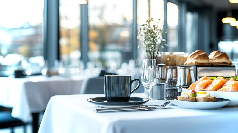 Sophisticated Breakfast Served at a Five-star Hotel with Elegant Table ...