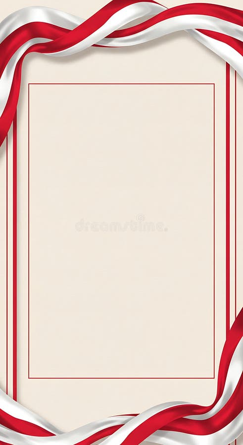 Elegant Certificate Border Template with Flowing Red and White Ribbons ...