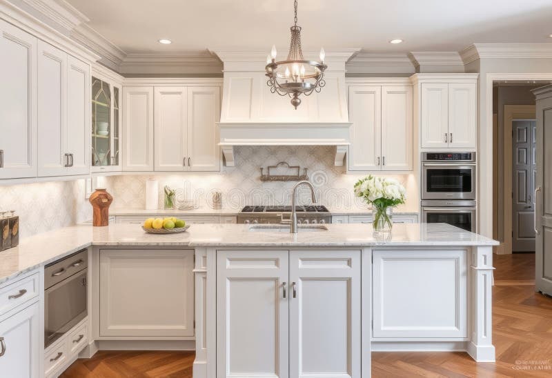 Sophisticated Classic Kitchen Traditional Elements Mixed with Mo Stock ...