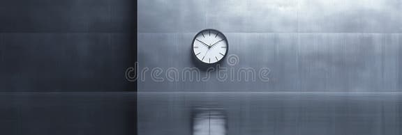 Sophisticated Clock on Glossy Dark Reflective Surface Stock ...