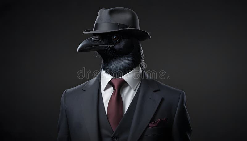 Sophisticated Crow in a Classic Suit: a Dramatic Portrait Stock ...