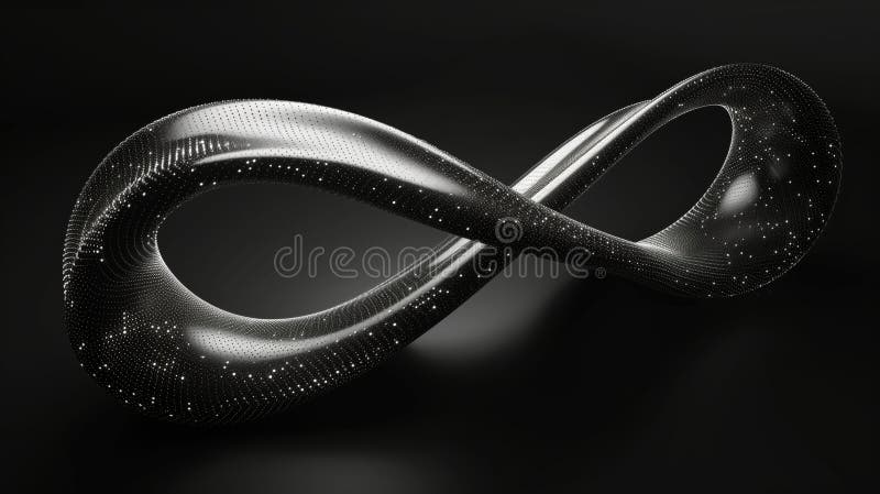 Sophisticated 3D Black Mobius Strip Rendered with a Starry Particle ...