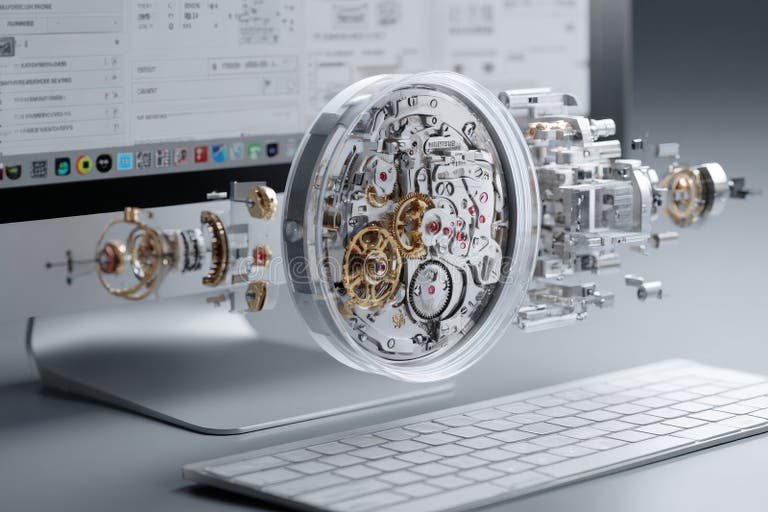A Sophisticated 3D Model of a Mechanical Watch is Presented in Exploded ...
