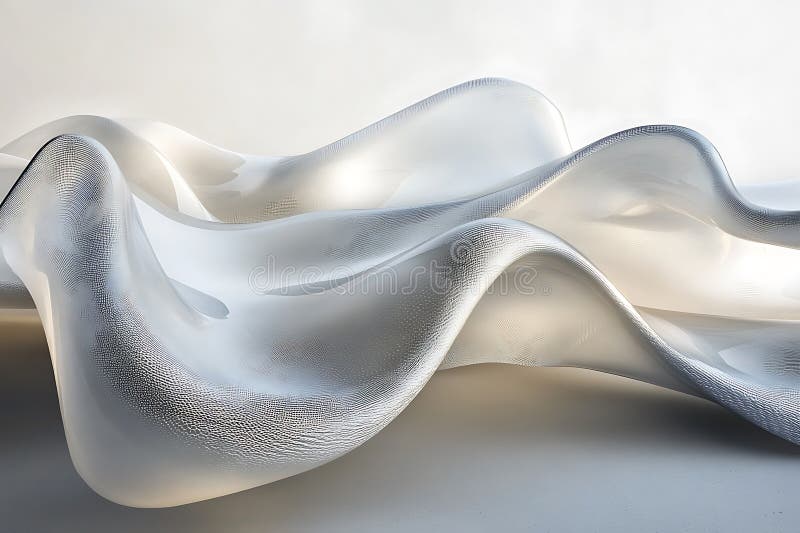 A Sophisticated 3D Render Showcasing a Dynamic Abstract White Wave Form ...