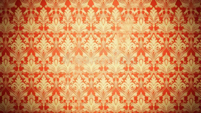 A Sophisticated Damask Design in Rich Amber Tones, Perfect for Opulent ...