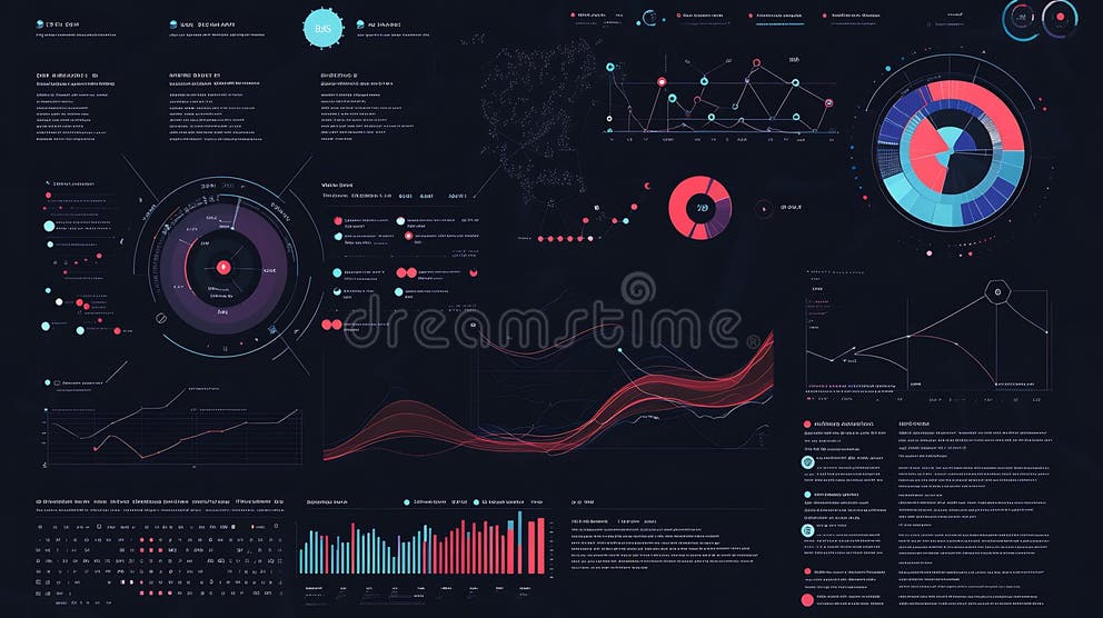Futuristic Data Visualization Interface with Charts and Graphs for Analytics and Business ...