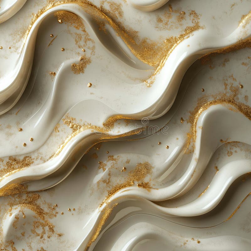Elegant Gold and Cream Waves with Glossy Texture and Soft, Curved ...
