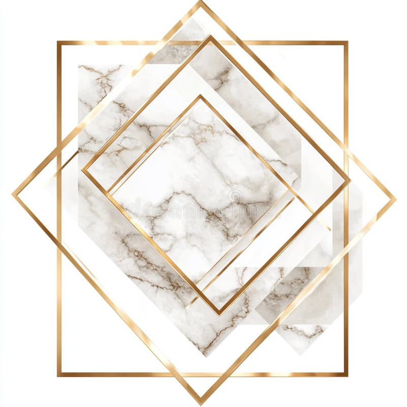 Elegant Gold Geometric Frames on Marble Texture Background Stock ...