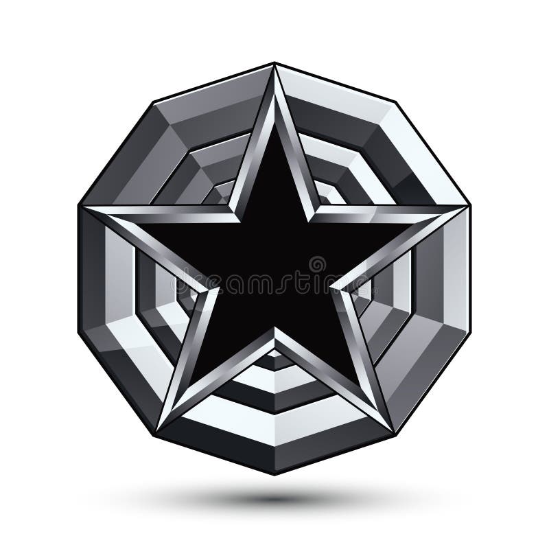 Sophisticated Design Geometric Symbol, Stylized Pentagonal Black Stock ...