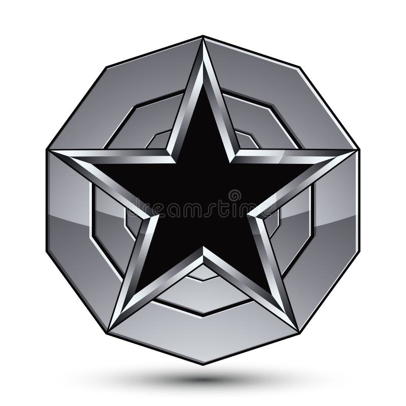 Sophisticated Design Geometric Symbol, Stylized Pentagonal Black Stock ...