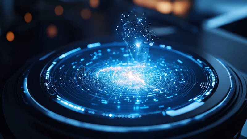 High-tech Holographic Projection Device Showcasing Intricate Data ...