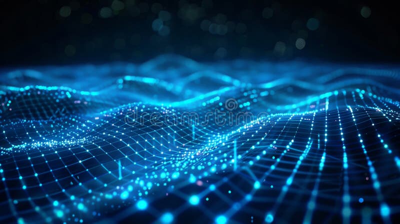 Sophisticated Digital Grid with Flowing Data Streams in Cool Blue Tones ...