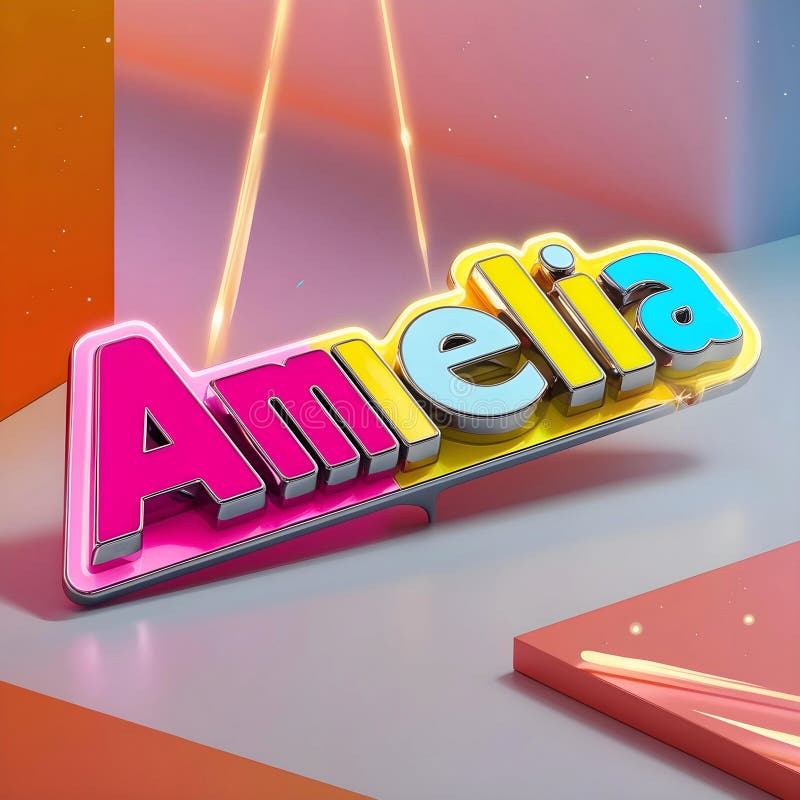 A Sophisticated Display Colorful of the Word Amelia with a Reflective ...
