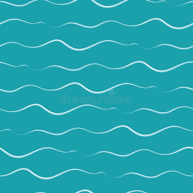 Sophisticated Doodle Water Waves with Colored Textures. Seamless ...