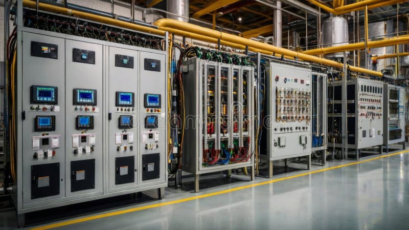 Electrical Control Panels Managing Power Distribution in Industrial Facility Stock Photo - Image ...