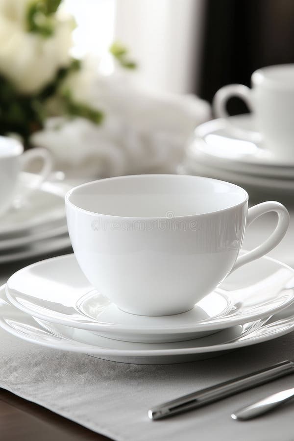 A Sophisticated and Elegant Table Setting Featuring Pristine White ...