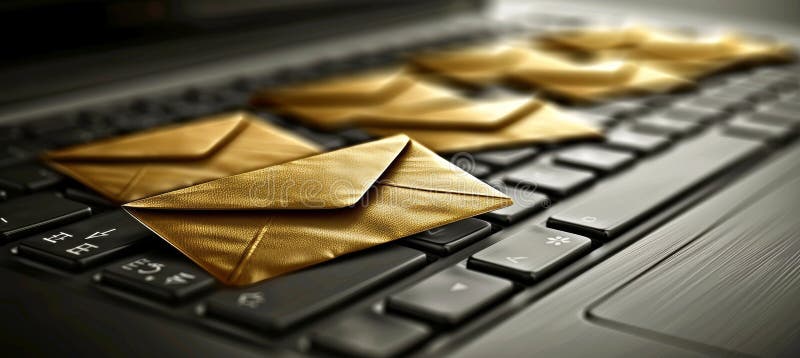 Sophisticated Envelope on Modern Laptop Keyboard with Trail of Smaller ...