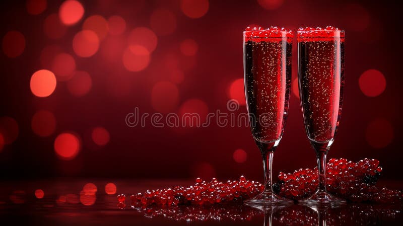 Sophisticated Fine Dining Arrangement Featuring Champagne and Caviar on ...