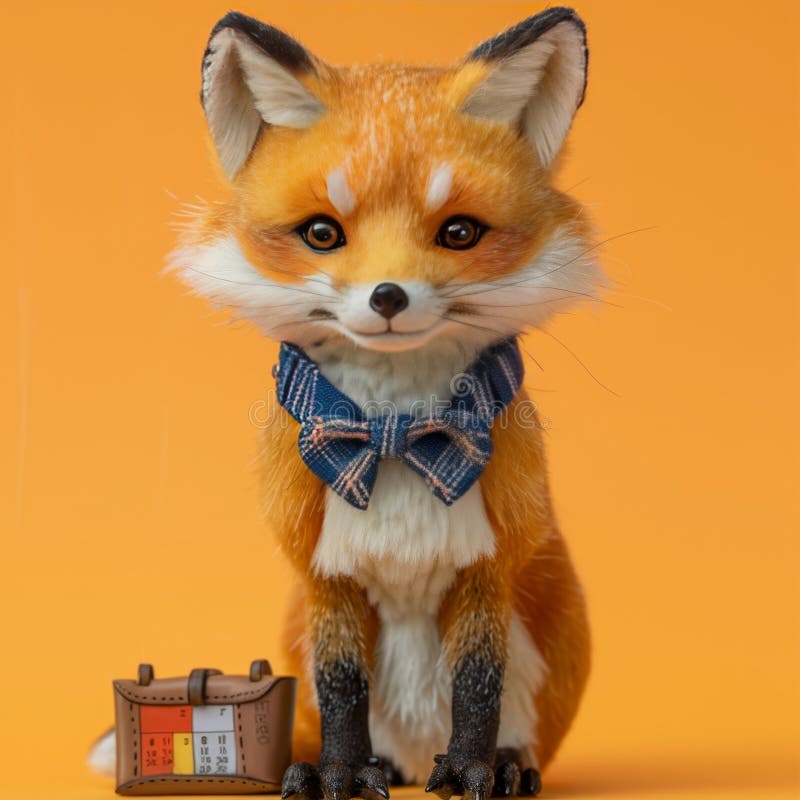 Sophisticated Fox with Stylish Blue Bow Tie Sitting Elegantly, Adorable ...
