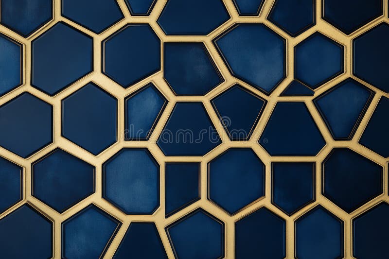 A Sophisticated Geometric Pattern with Interlocking Hexagons in Gold ...