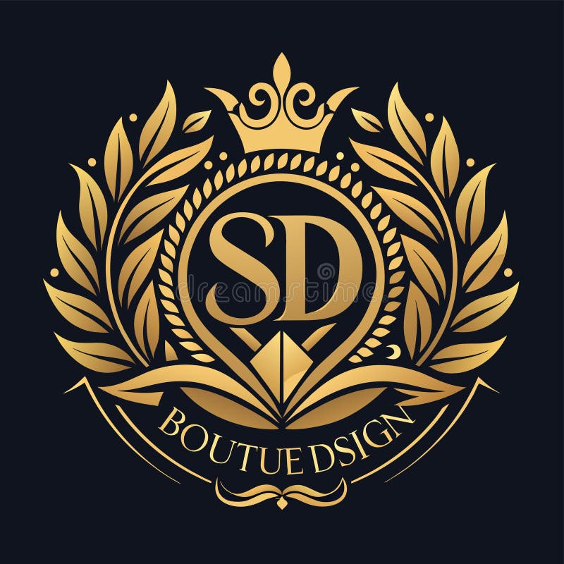 A Sophisticated Gold Logo Design Featuring a Crown, a Wreath, and the ...