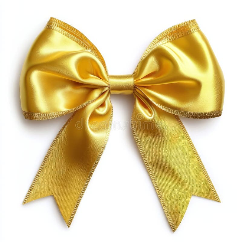 A Sophisticated Gold Metallic Gift Ribbon Bow, Set Against a Pristine ...