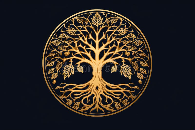 Sophisticated Golden Tree Logo. Generate Ai Stock Illustration ...