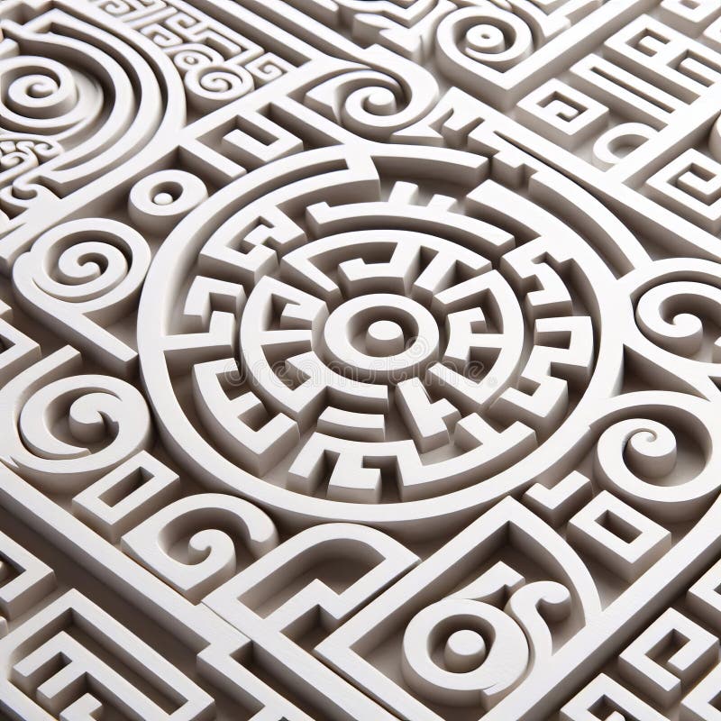 Sophisticated Greek Key Patterns in White on White, Close Up, Stock ...