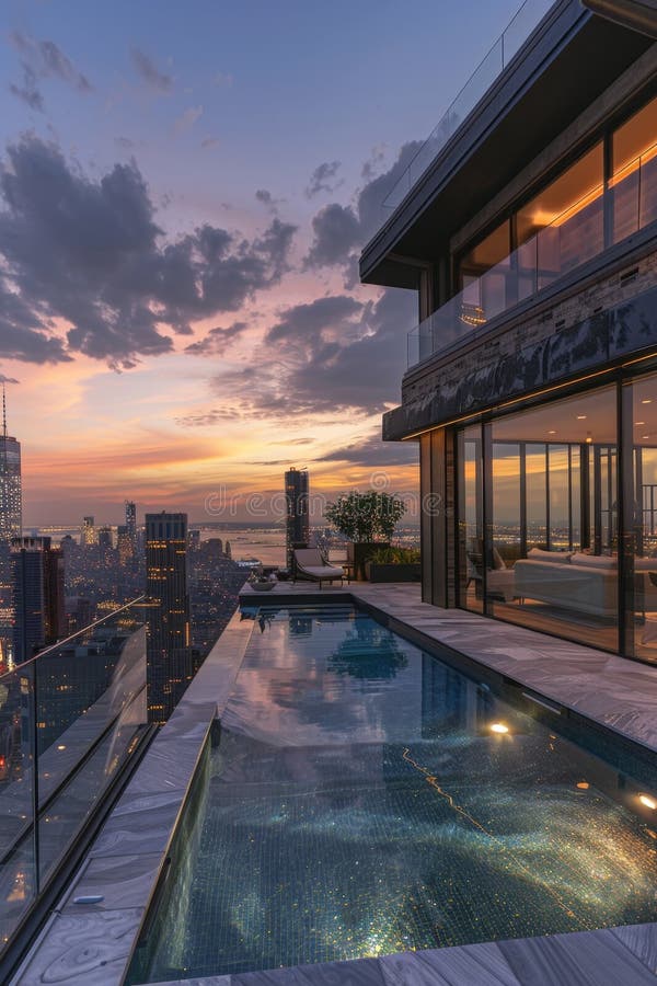 Sophisticated House with Rooftop Infinity Pool and City Skyline View ...