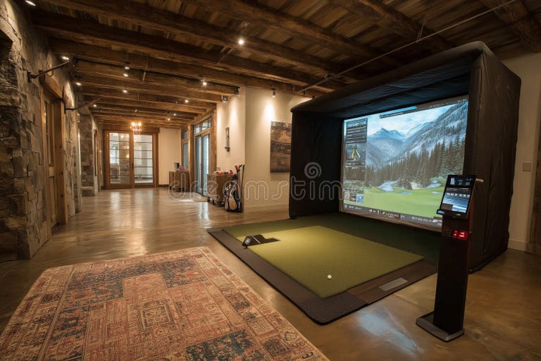 Indoor Golf Simulator Setup with Realistic Scenery and Spacious ...