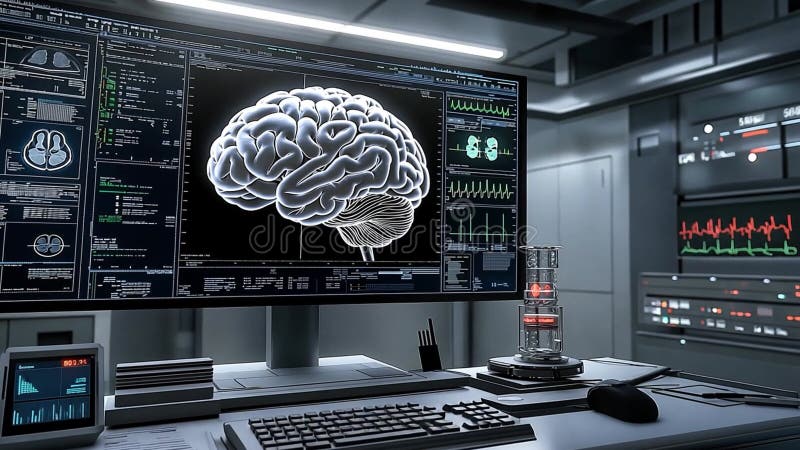 A Modern Laboratory Showcases a Biocomputer with a Digital ...