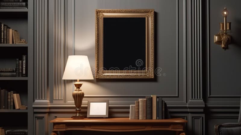 Sophisticated Library with Blank Plastic Picture Frame Stock ...