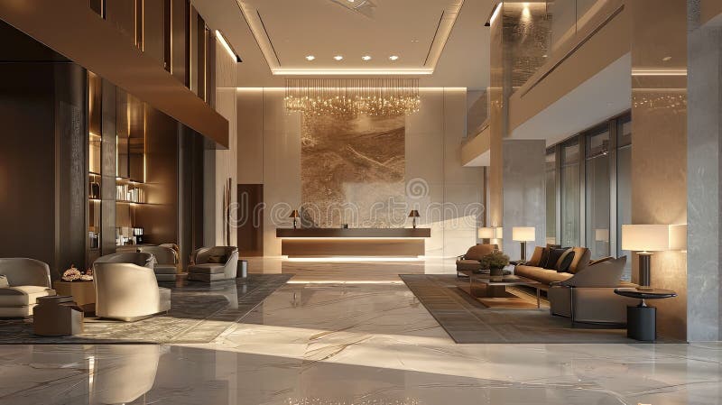 Sophisticated Lobby Design stock illustration. Illustration of communal ...