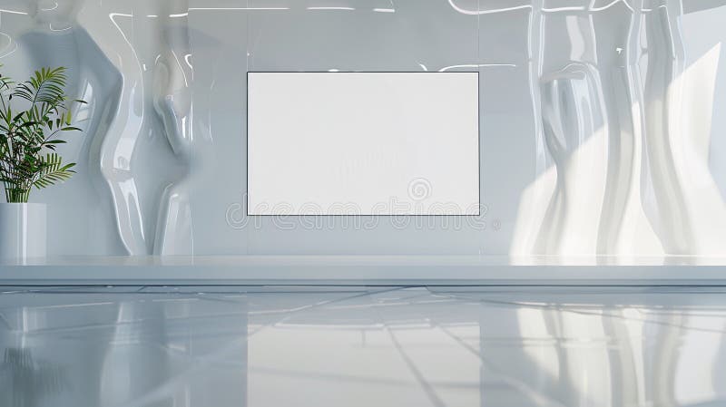 A Sophisticated Media Wall Featuring a Blank Screen LCD, Surrounded by ...