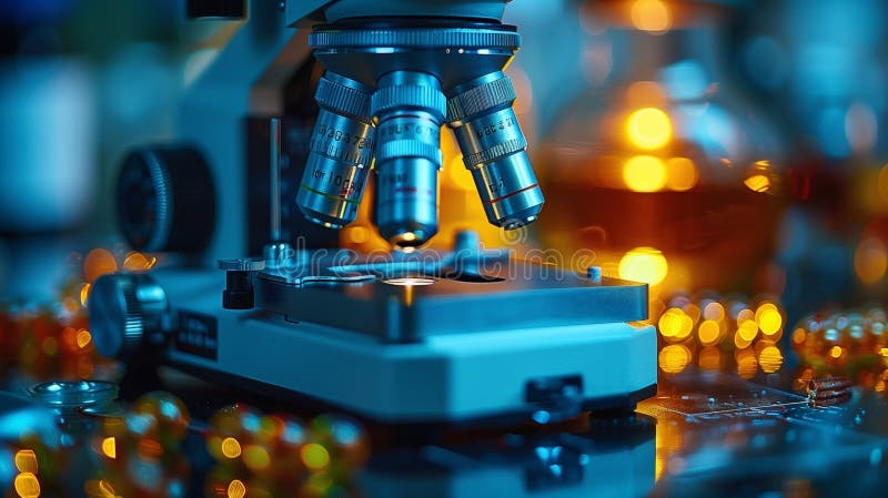 A Sophisticated Microscope with Multiple Lenses Set Up in a Laboratory ...