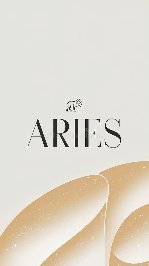 Elegant Black "ARIES" Text with a Stylized Ram S Head Symbol on Gray ...