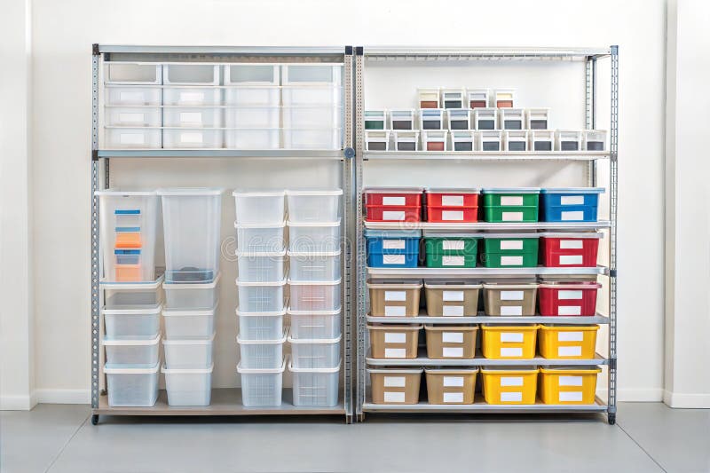Sophisticated Mockup Showcasing an Organized Storage Area with Labeled ...