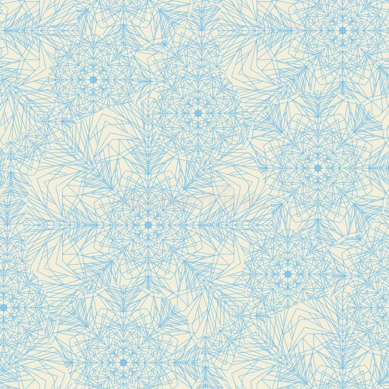 Sophisticated Modern Line Style Snowflakes Seamless Pattern Stock ...