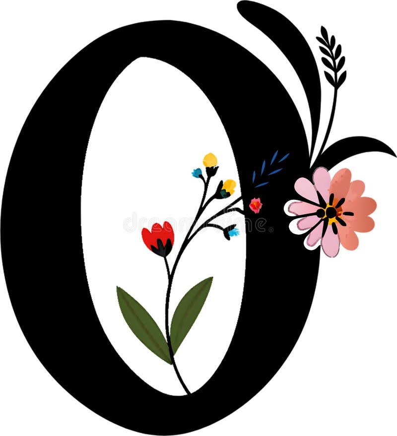 Elegant Black O Stencil Adorned with Delicate Floral Accents. Stock ...